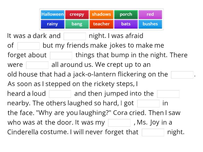 Halloween Cloze Reading - Complete the sentence