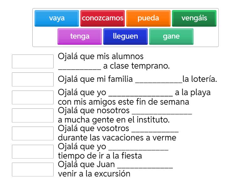 Subjuntivo - Ojala - Match up