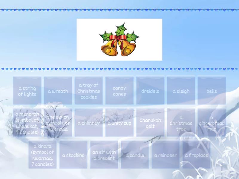 Winter Holiday Vocabulary, Match Pictures & Words - Find the match