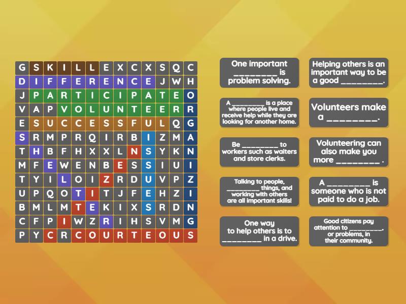 Kids Can be Big Helpers - Wordsearch