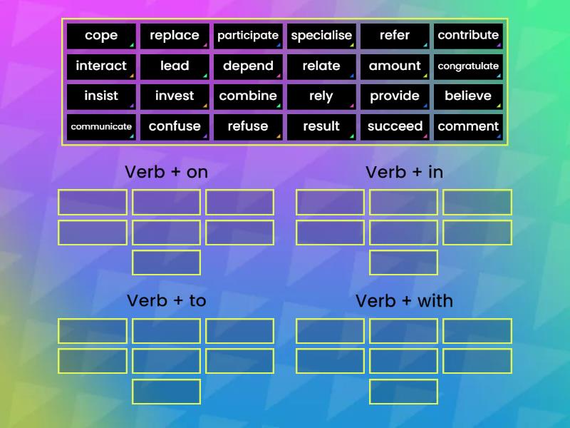 Verbs and prepositions - Group sort
