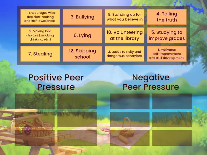 Positive vs. Negative Peer Pressure Sort - Group sort