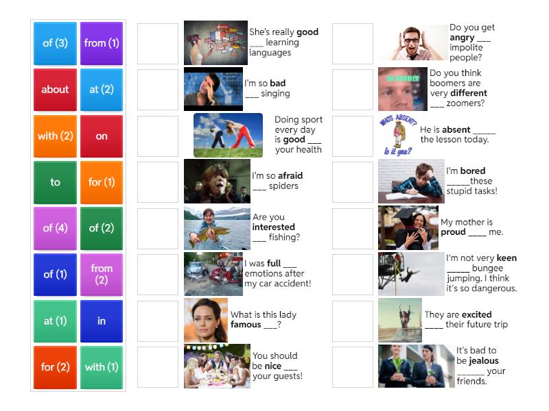 Adjectives + Prepositions (EF 7C) - Відповідники