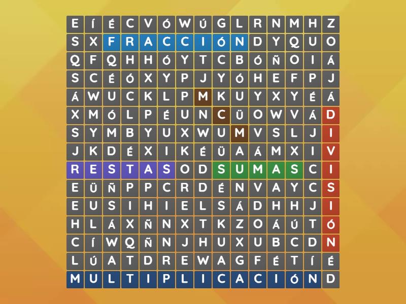 matematicas - Sopa de letras