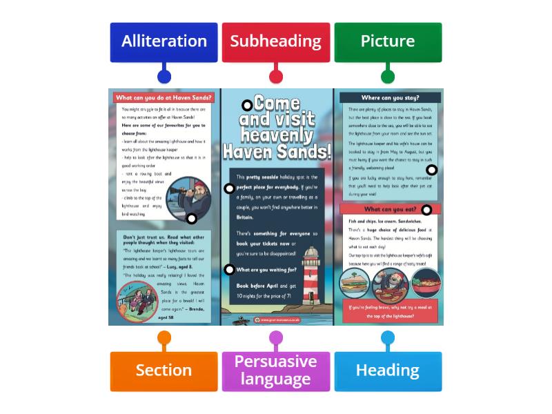 Persuasive leaflet - Diagrama con etiquetas