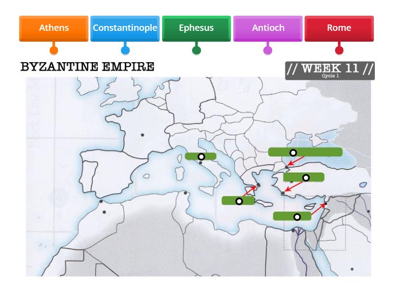 Week 11 Geography: Byzantine Empire - Labelled diagram
