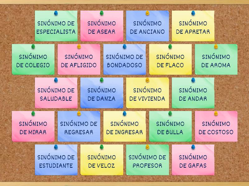 BINGO DE SINÓNIMOS - Fichas giratorias
