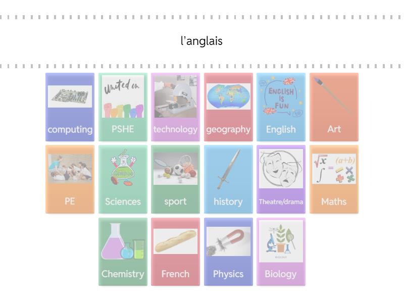 School subjects - les matières - Find the match