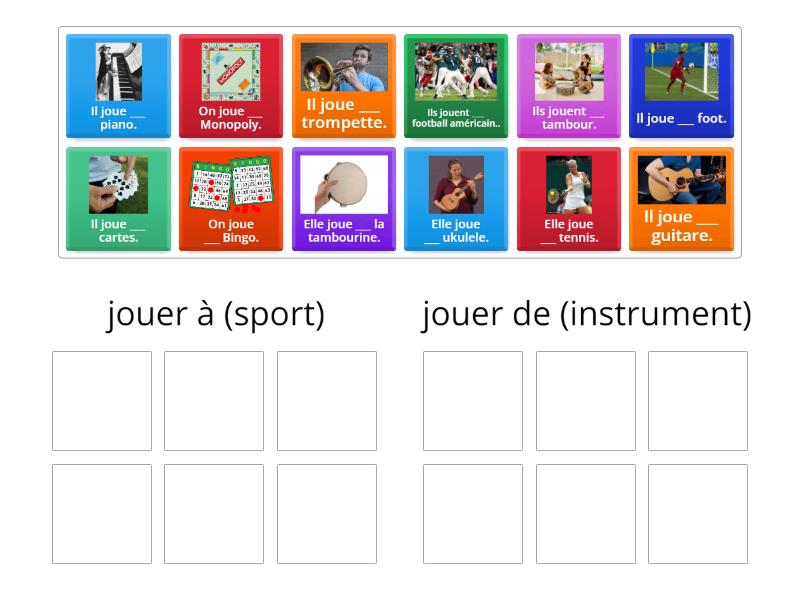 Jouer à / jouer de - Group sort