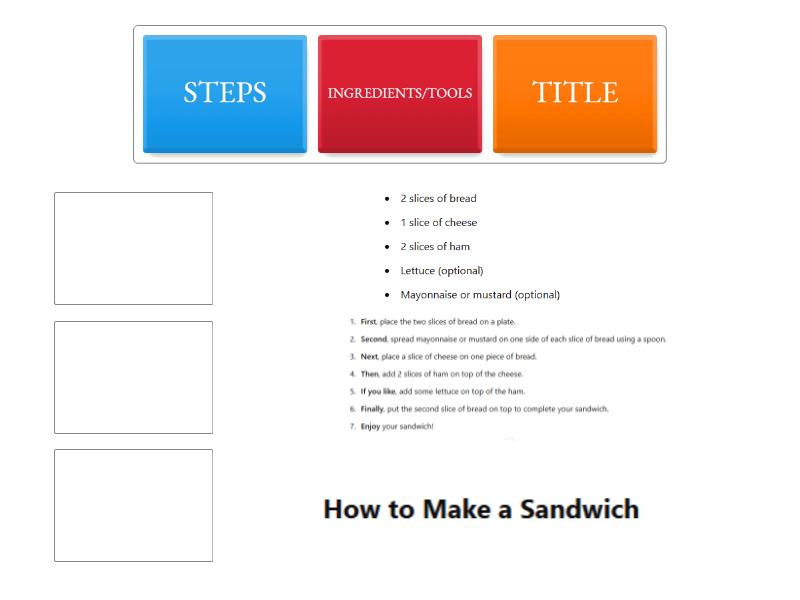 Structure of Procedure Text - Match up