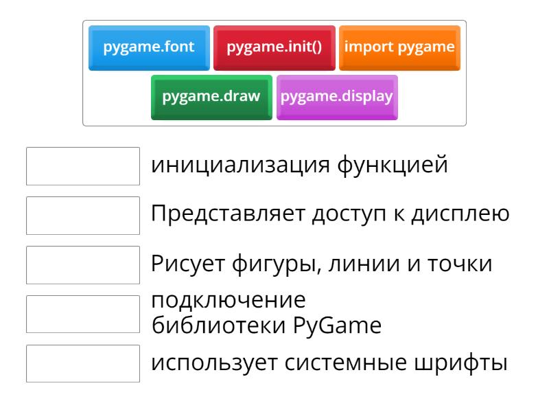 PyGame - Сопоставить