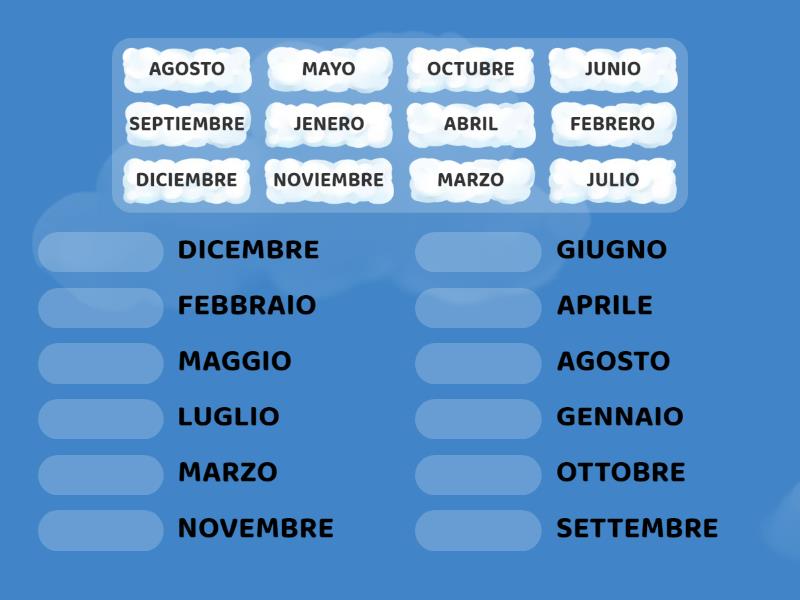 Los meses del año (i mesi dell'anno) - Match up