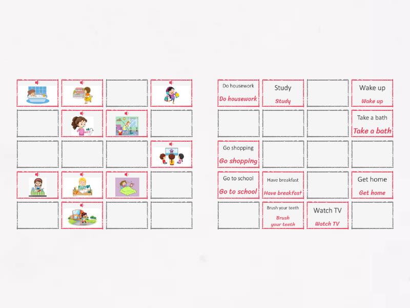 Daily routines - Matching pairs