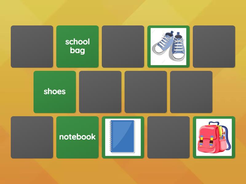 School Objects - memory game - Matching pairs