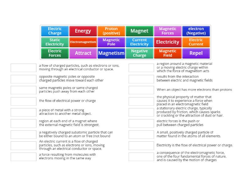 Electric and Magnetic Forces - Match up