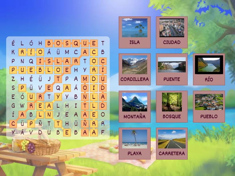 SOPA DE LETRAS PAISAJES - Wordsearch