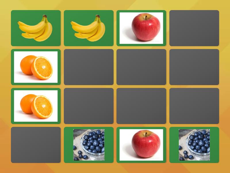 Fruits memory game - Matching pairs