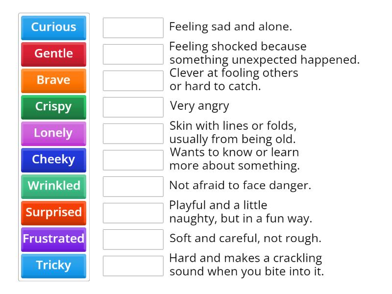 The Gingerbread Man Adjectives Practice - Match up
