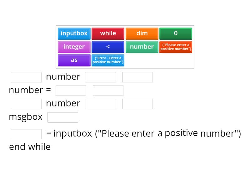 Standard Algorithms - Input Validation - Complete the sentence