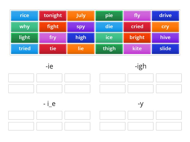 Alternative Long I - i_e/igh/ie/y - Group sort