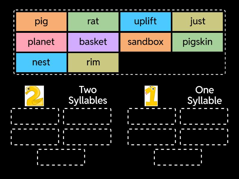 Clap and Sort - Grade One 1 & 2 Syllable Words - Group sort
