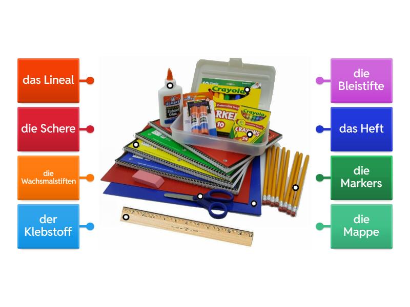 Schulsachen (school supplies) - Labelled diagram