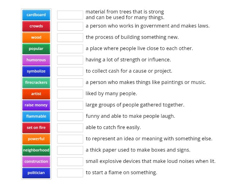 Vocabulary 2- Unite 1 - Match up