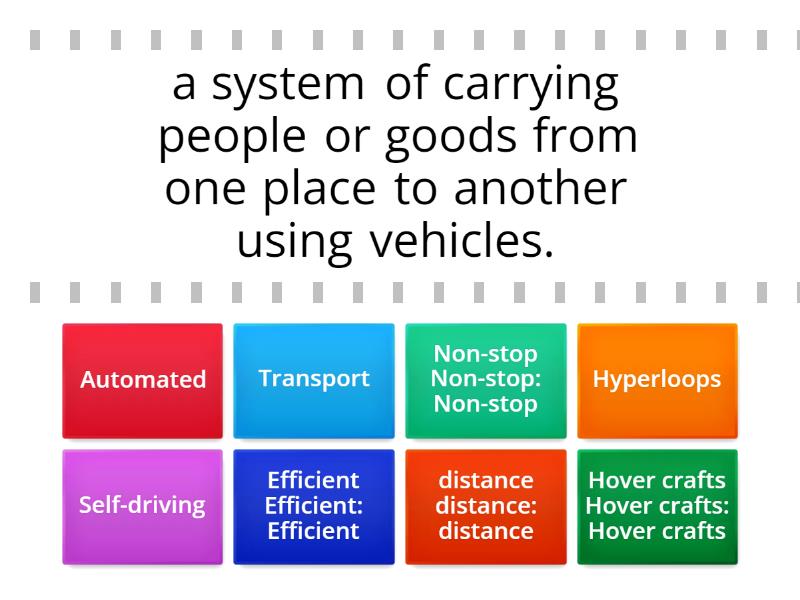 Word Bank (The future of transport) - Find the match