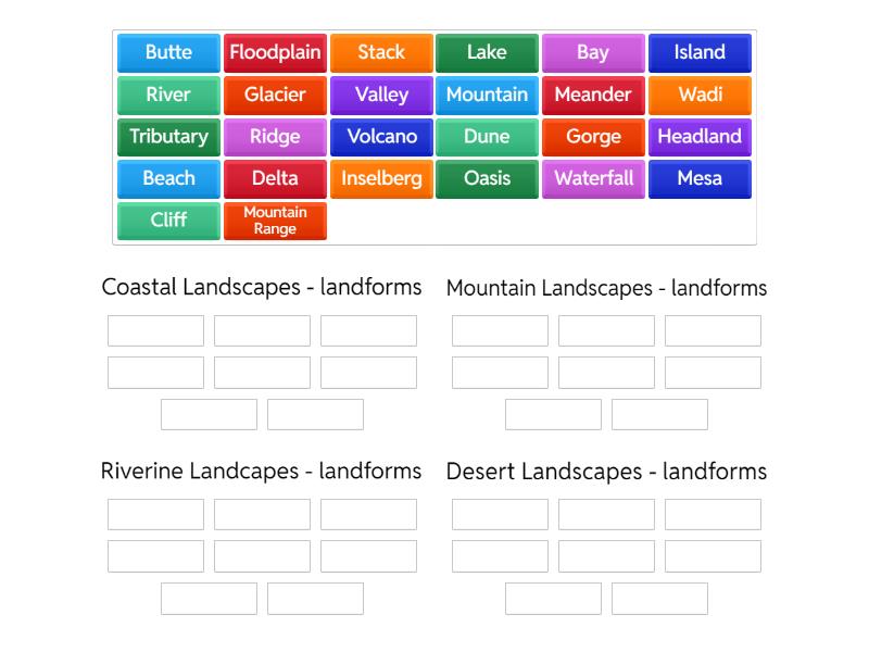 Landforms Quiz 8B - Group sort