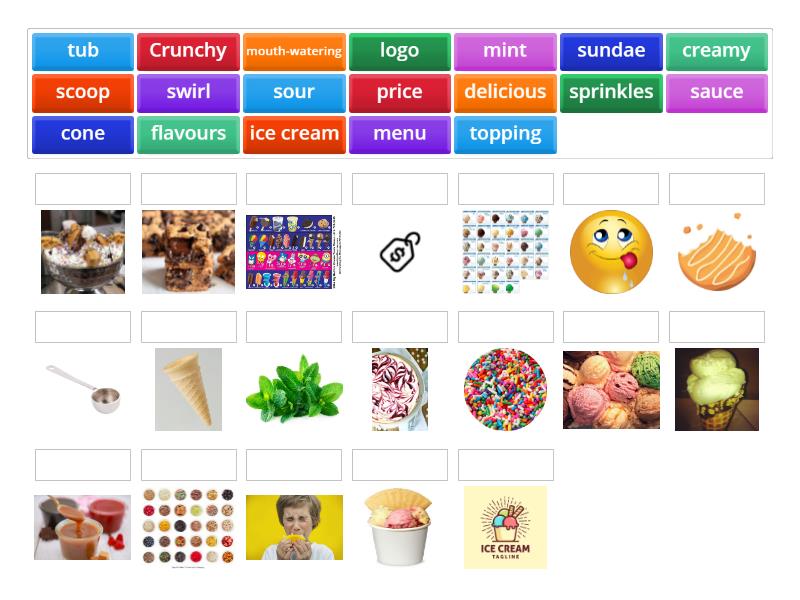 Ice Cream Parlour vocab - Match up