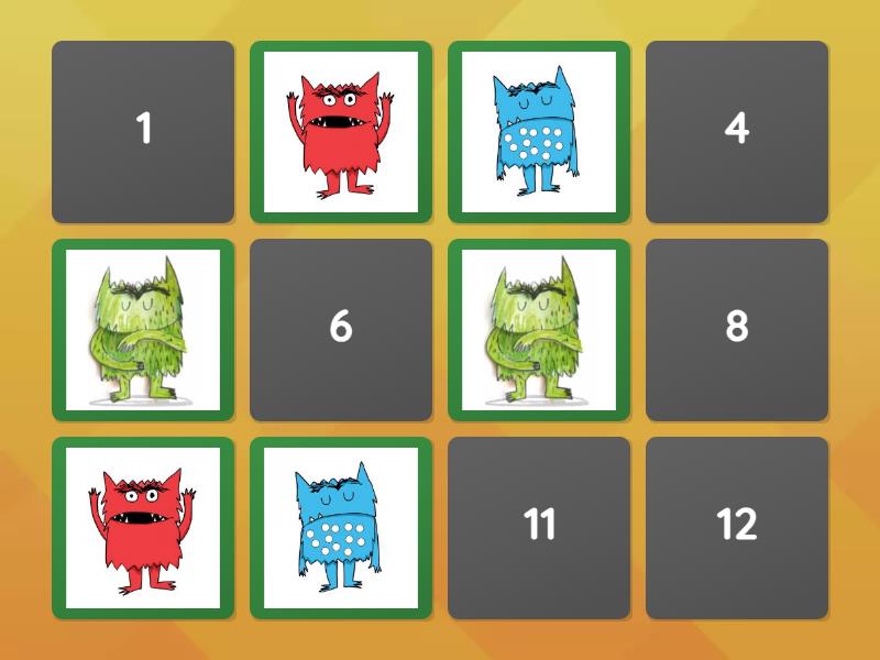 THE COLOUR MONSTER- memory game - Matching pairs