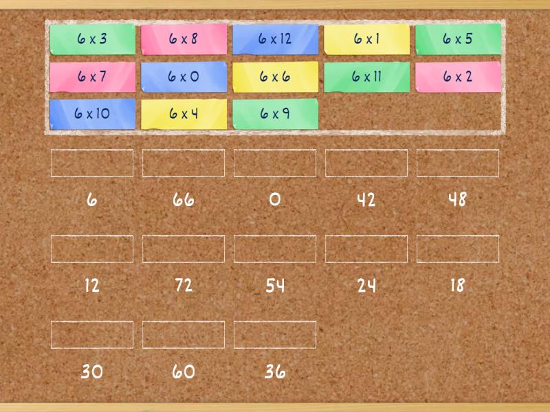 Multiplications par 6 - Match up