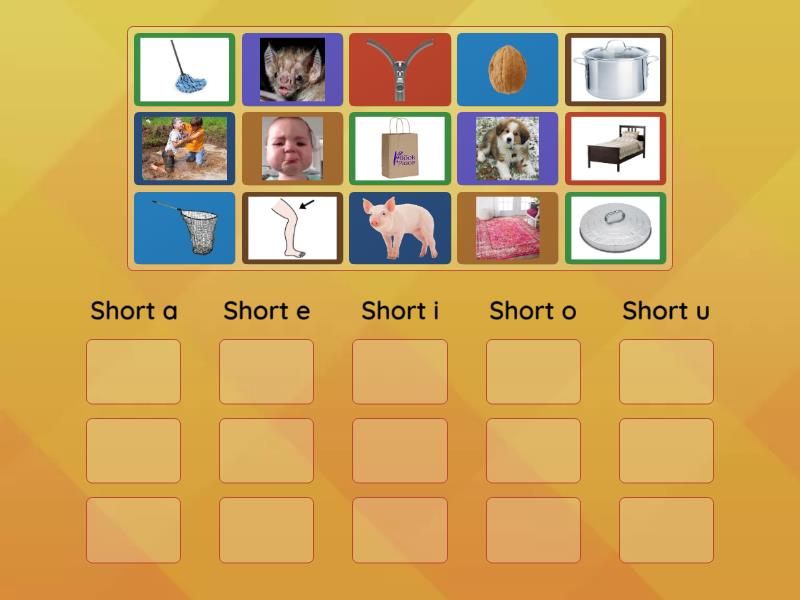 Short Vowel Picture Sort - Group sort