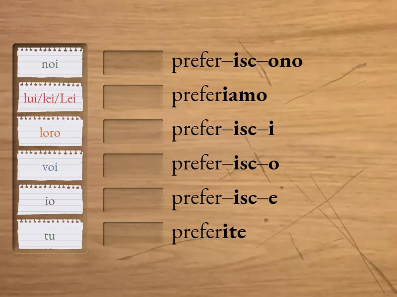 Verbi in –IRE (–isc) - Match up