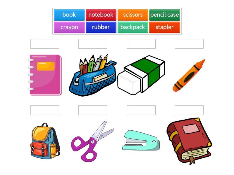 At School Day 1 Vocabulary - Match up