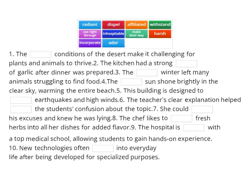 Useful space 2c - Complete the sentence
