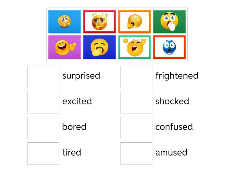 Match the adjectives ended in 'ed' with emojis - Match up