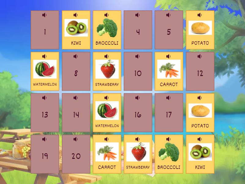 Fruits and Vegetables - Homework: Task 1 - Matching pairs