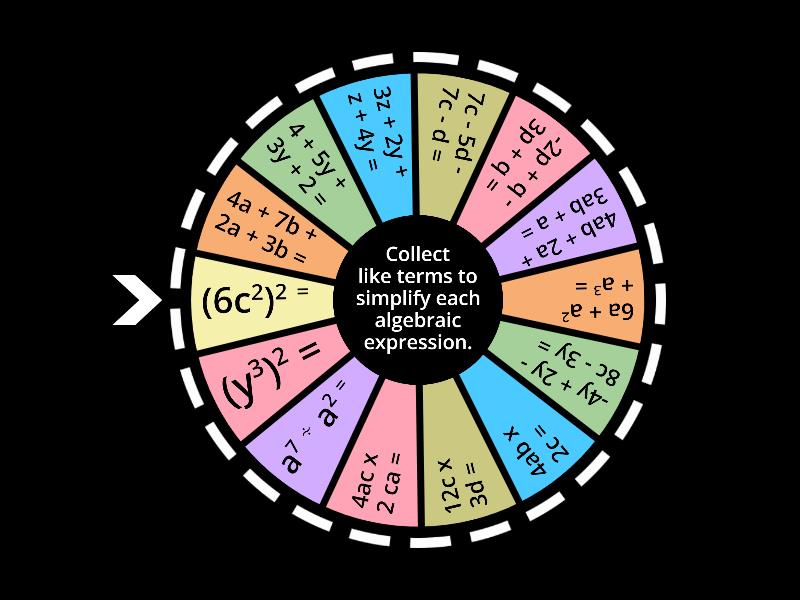 Simplifying expressions - Spin the wheel