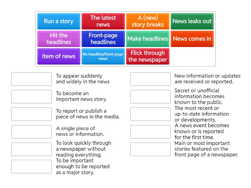Drag and drop the vocabulary with the correct definition - Match up