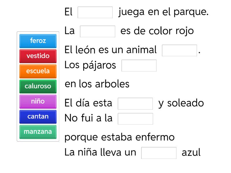 Completa la oración - Complete the sentence
