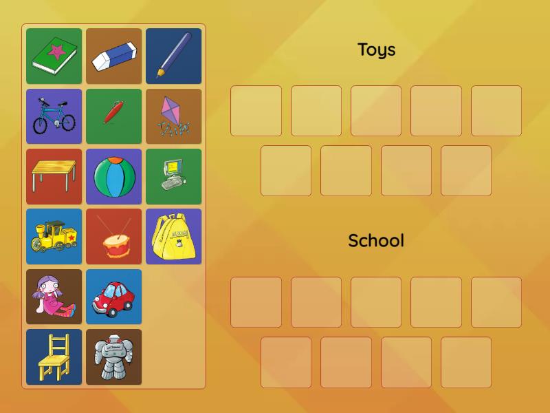 KB1 U3 L5, sorting school things and toys - Group sort