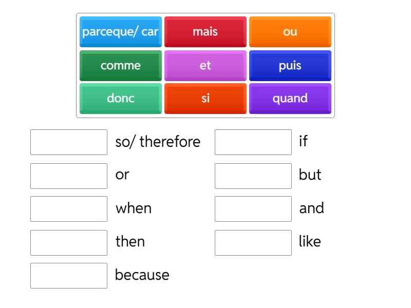 Les conjonctions - Match up