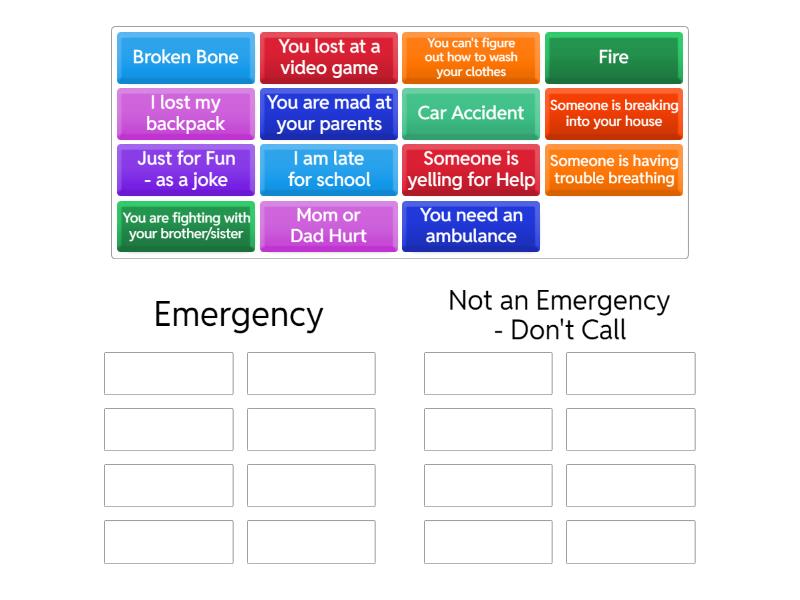 Emergency? or Not - Group sort