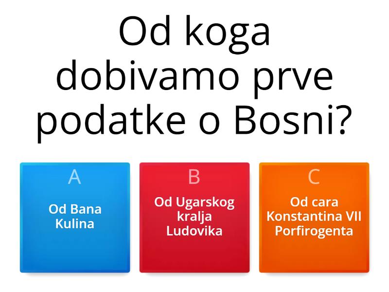 Srednjovjekovna Bosna/Historija - Quiz