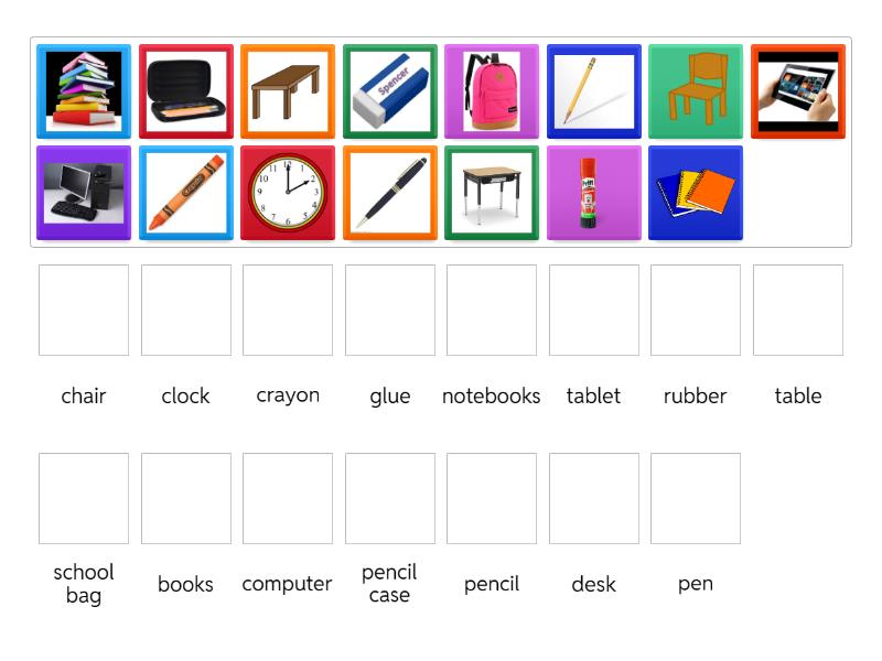 Level 1 Basic English - School Supplies - Match up