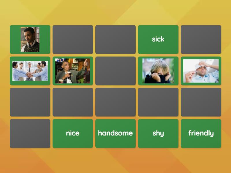 Memory game - adjectives - Matching pairs