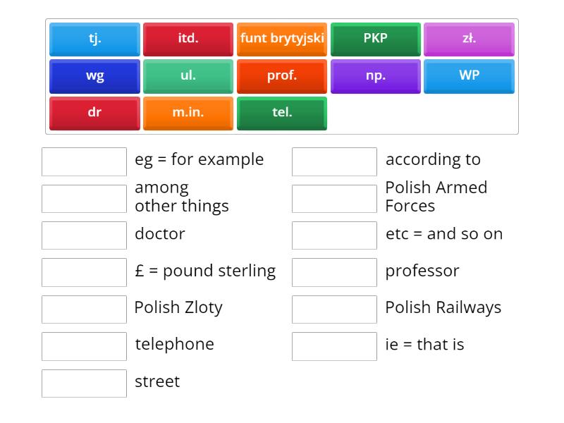 Common abbreviations_GCSE_Foundation - Match up