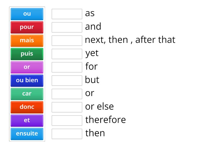 French Coordinating Conjunctions - Match up