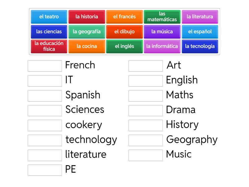 las asignaturas - Match up